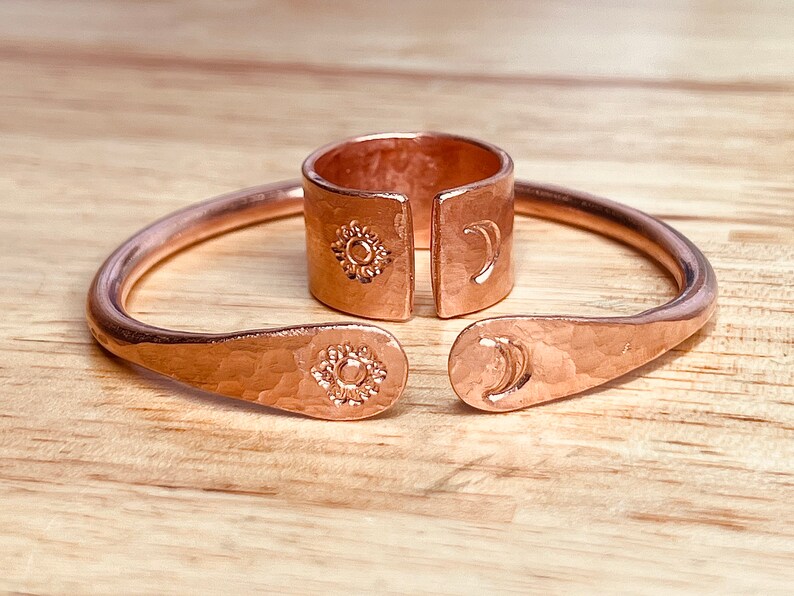 Sun Moon Copper Ring | Elements Rings | Hammered Ring | Arthritis Ring ...