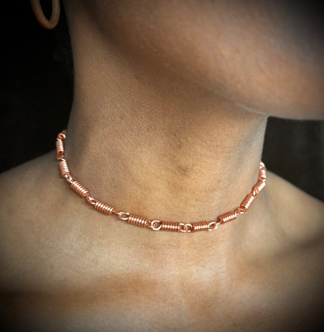 Copper Coil Link Necklace - Etsy