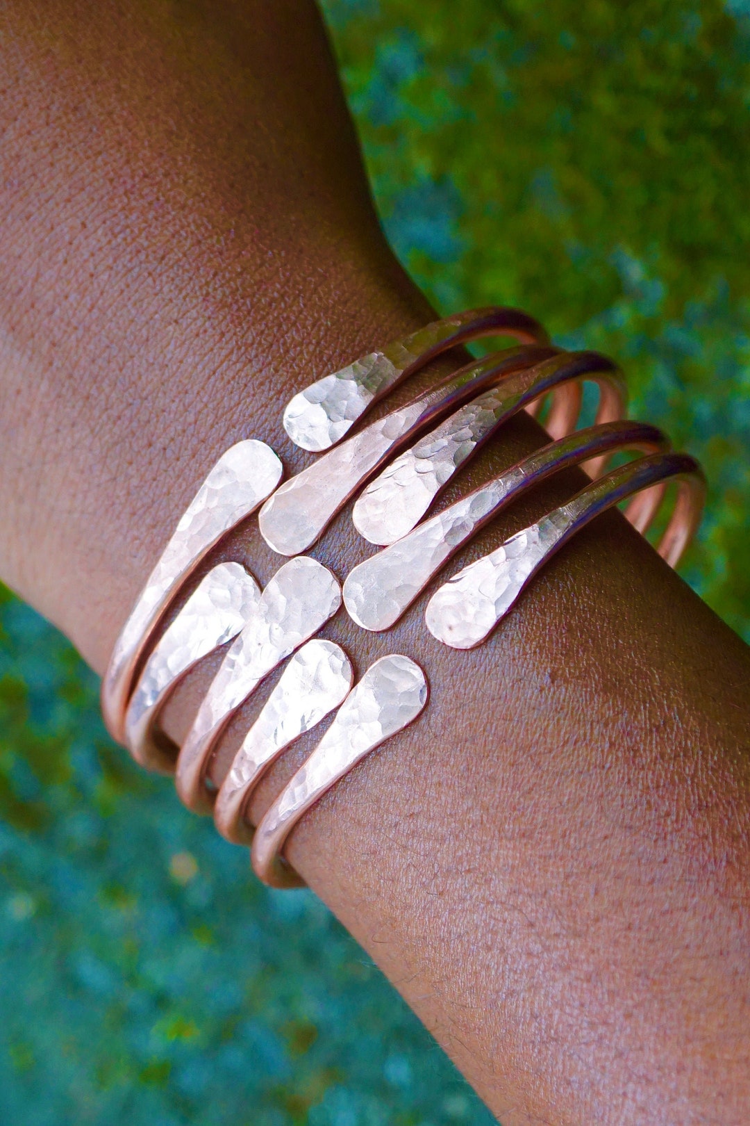 Thick Copper Bangles Set| Pure Hammered Bangle | Gift Bracelet| Raw ...