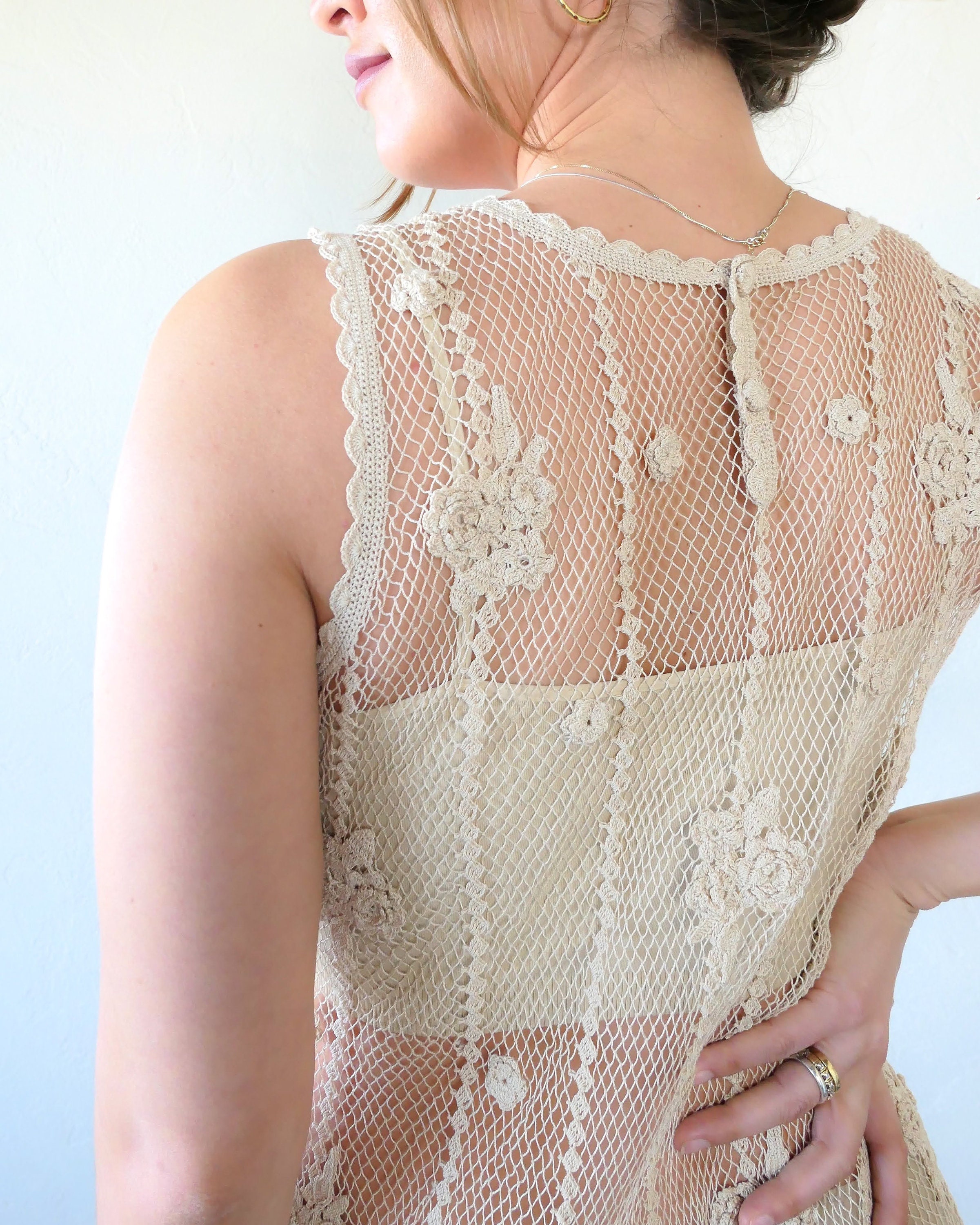 Fiorella Striped Crochet Tank Dress - Etsy