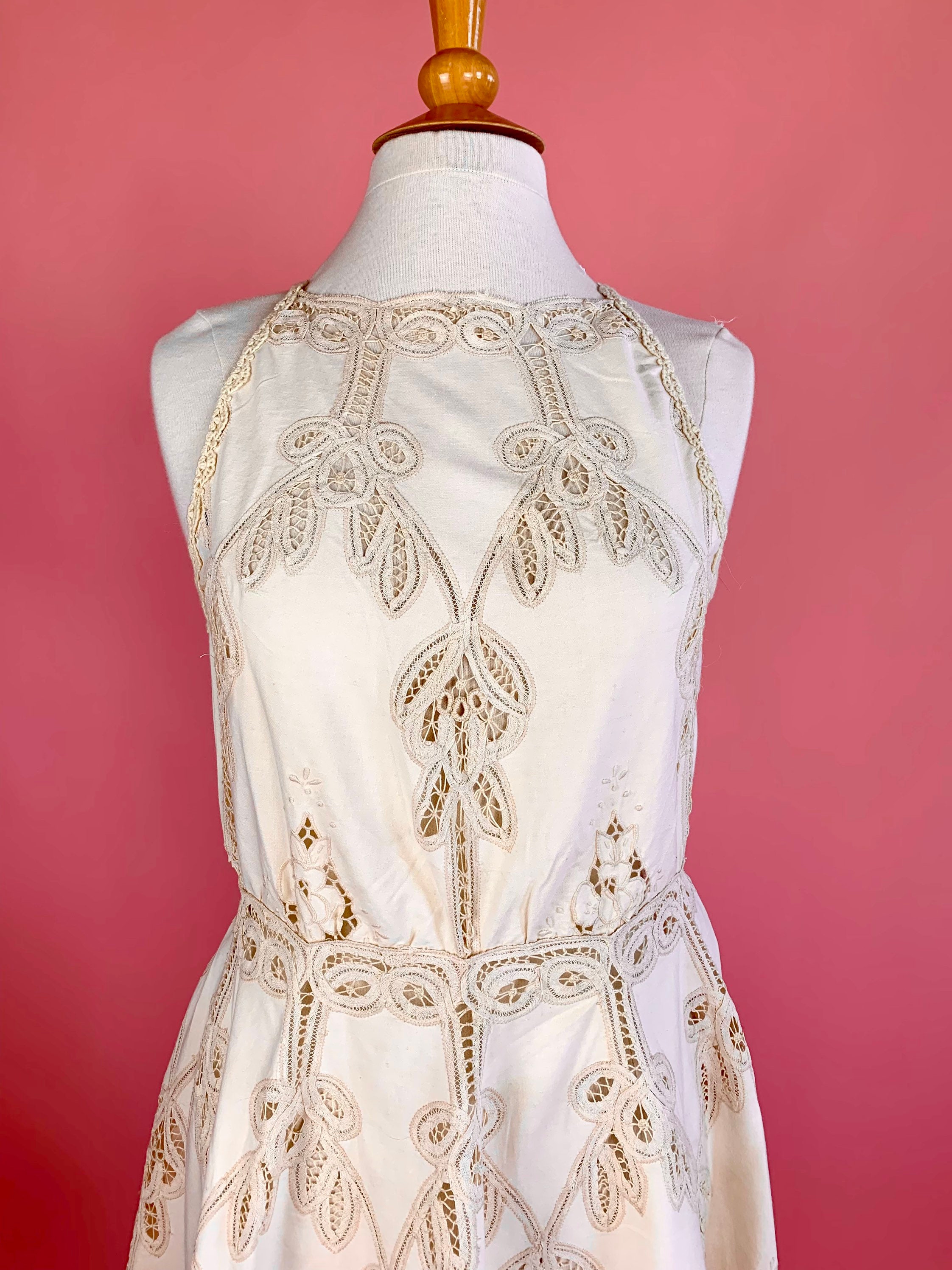 Lim's Vintage Classic Batternburg Lace Sleeveless Dress, Midi Length ...