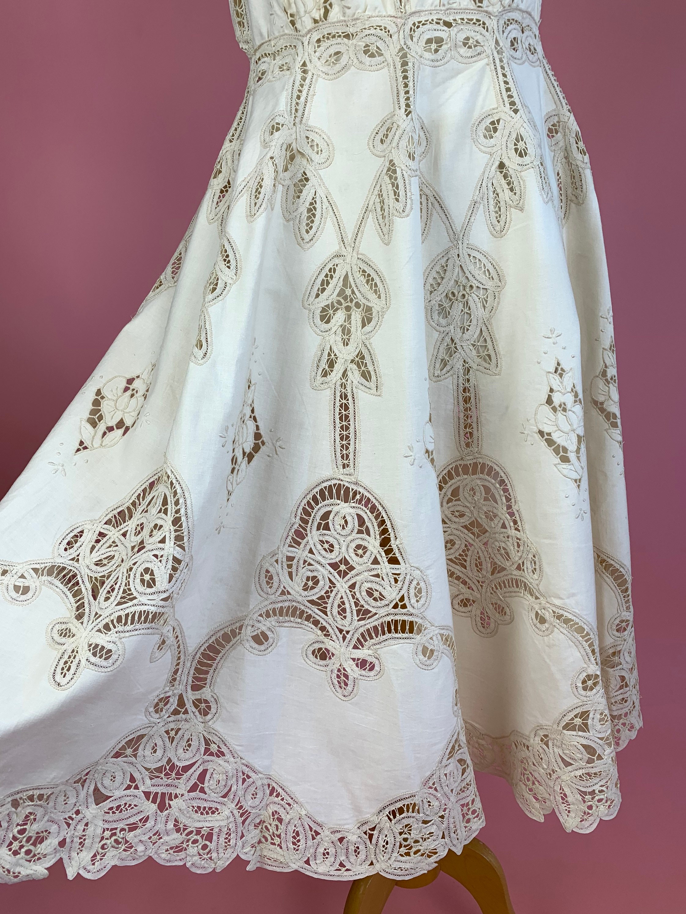 Lim's Vintage Classic Batternburg Lace Sleeveless Dress, Midi Length ...