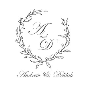 WEDDING LOGO Monogram Design Digital Download SVG Custom Circle Leaf ...