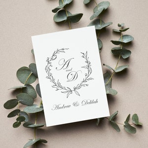 WEDDING LOGO Monogram Design Digital Download SVG Custom Circle Leaf ...