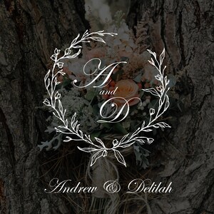 WEDDING LOGO Monogram Design Digital Download SVG Custom Circle Leaf ...