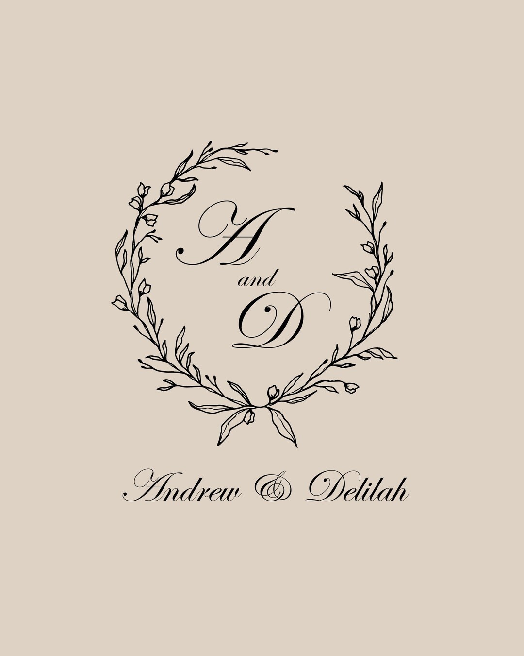 WEDDING LOGO Monogram Design Digital Download SVG Custom Circle Leaf ...