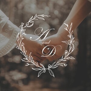WEDDING LOGO Monogram Design Digital Download SVG Custom Circle Leaf ...