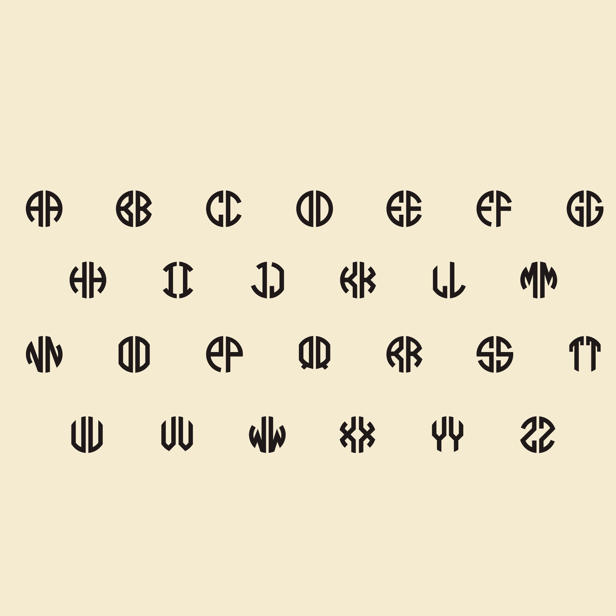 CIRCLE MONOGRAM Font SVG 2 Letter Files for Cricut and - Etsy