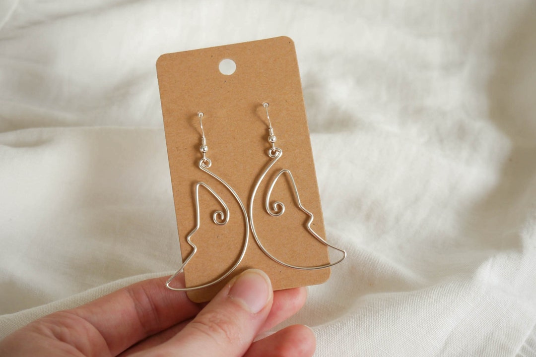 Moon Wire Earrings Ear Hooks 925 Silver and Silver Plated Copper Wire ...