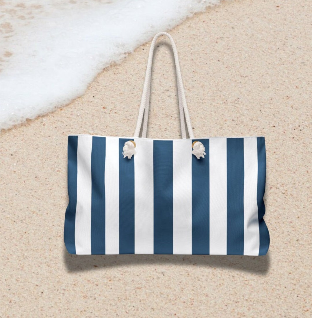 Striped Beach Bag, Lake Beach Bag, Beach Bag Rope Handles, Fun Beach ...