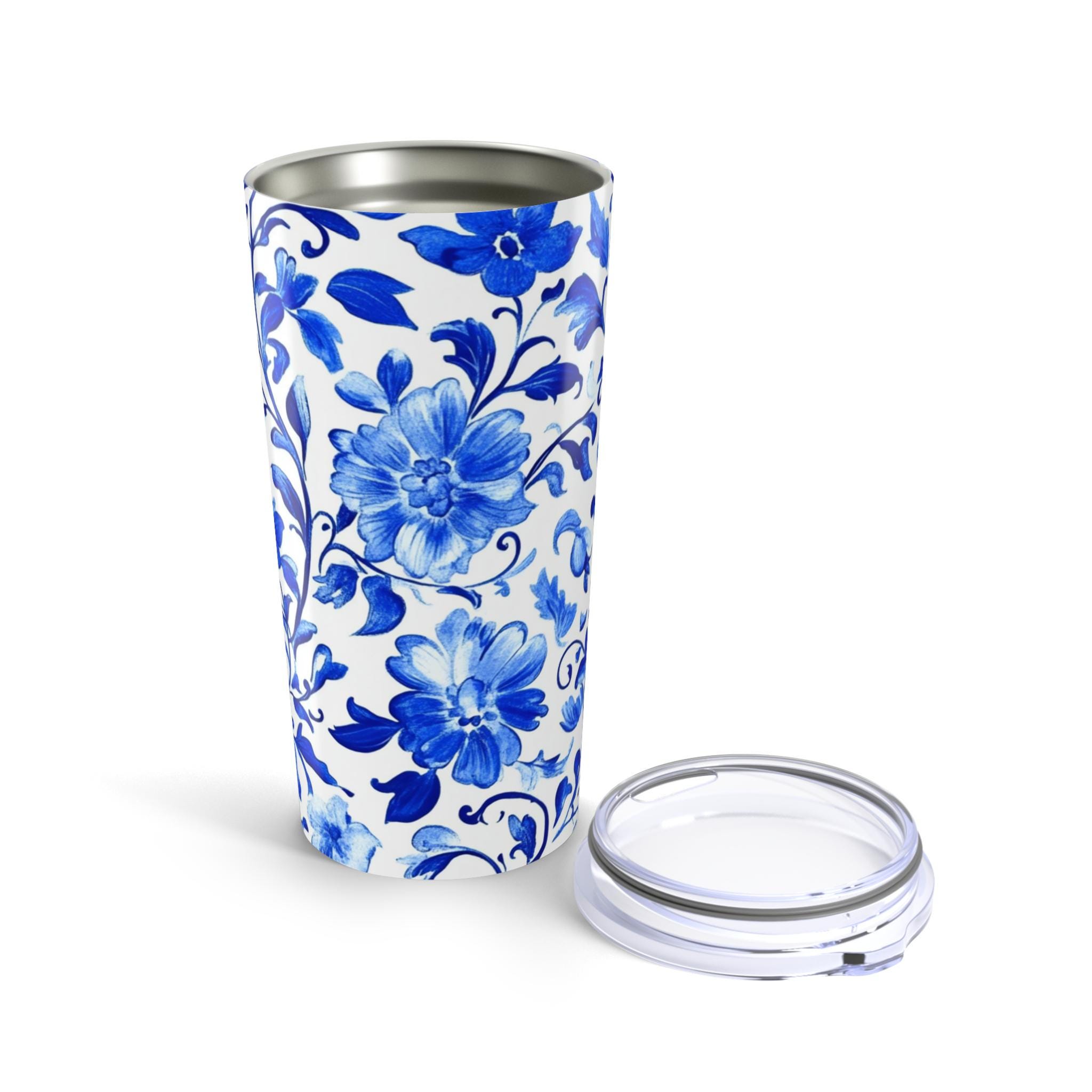 Cottagecore Tumbler, Chinoiserie Tumbler, Jacobean Blue Floral ...