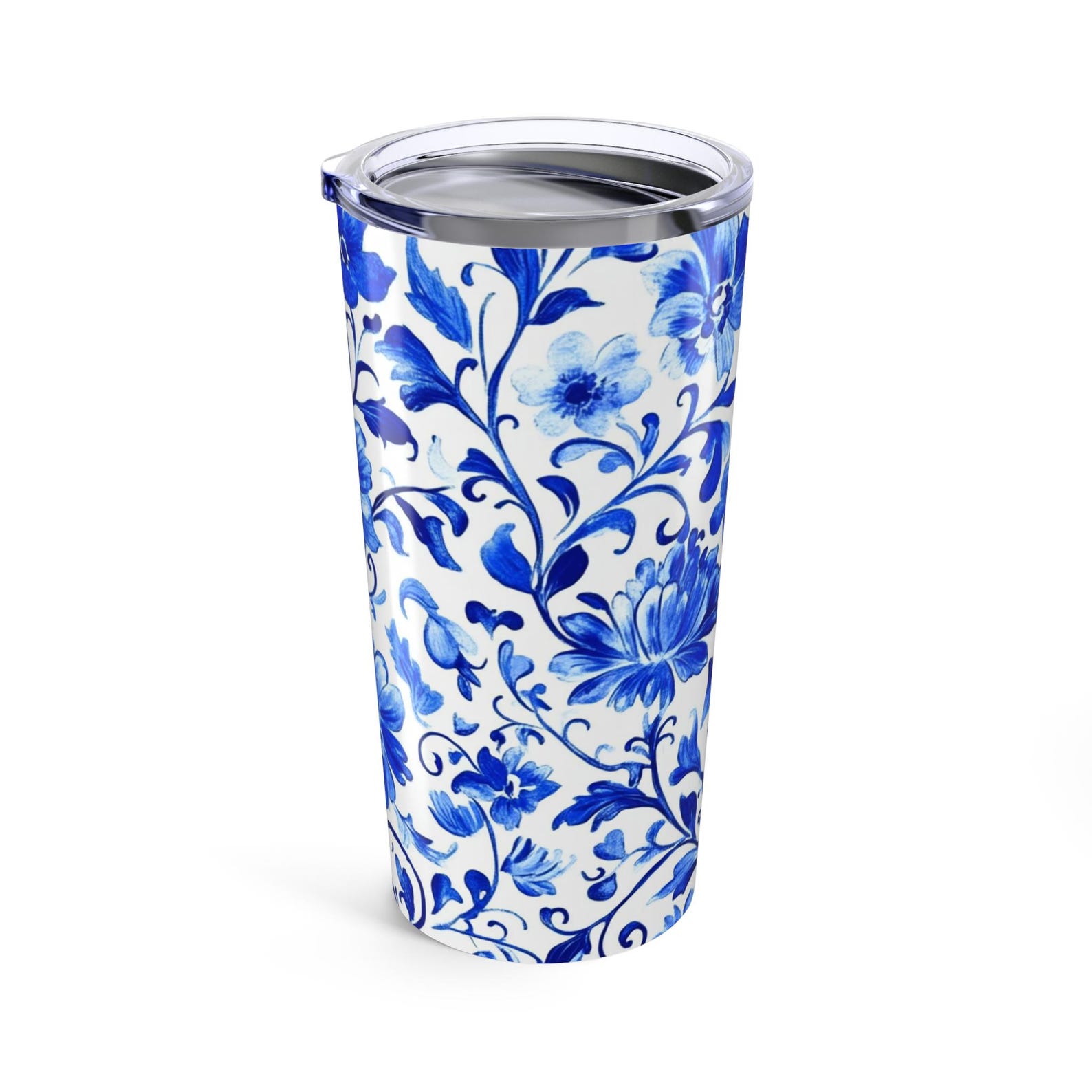 Cottagecore Tumbler, Chinoiserie Tumbler, Jacobean Blue Floral ...