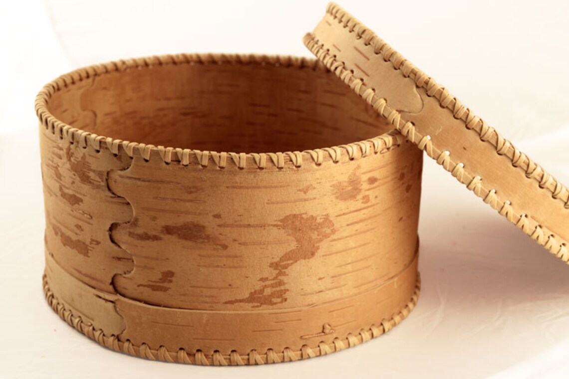 Round Birch Bark Bread Bin lenotschka - Etsy