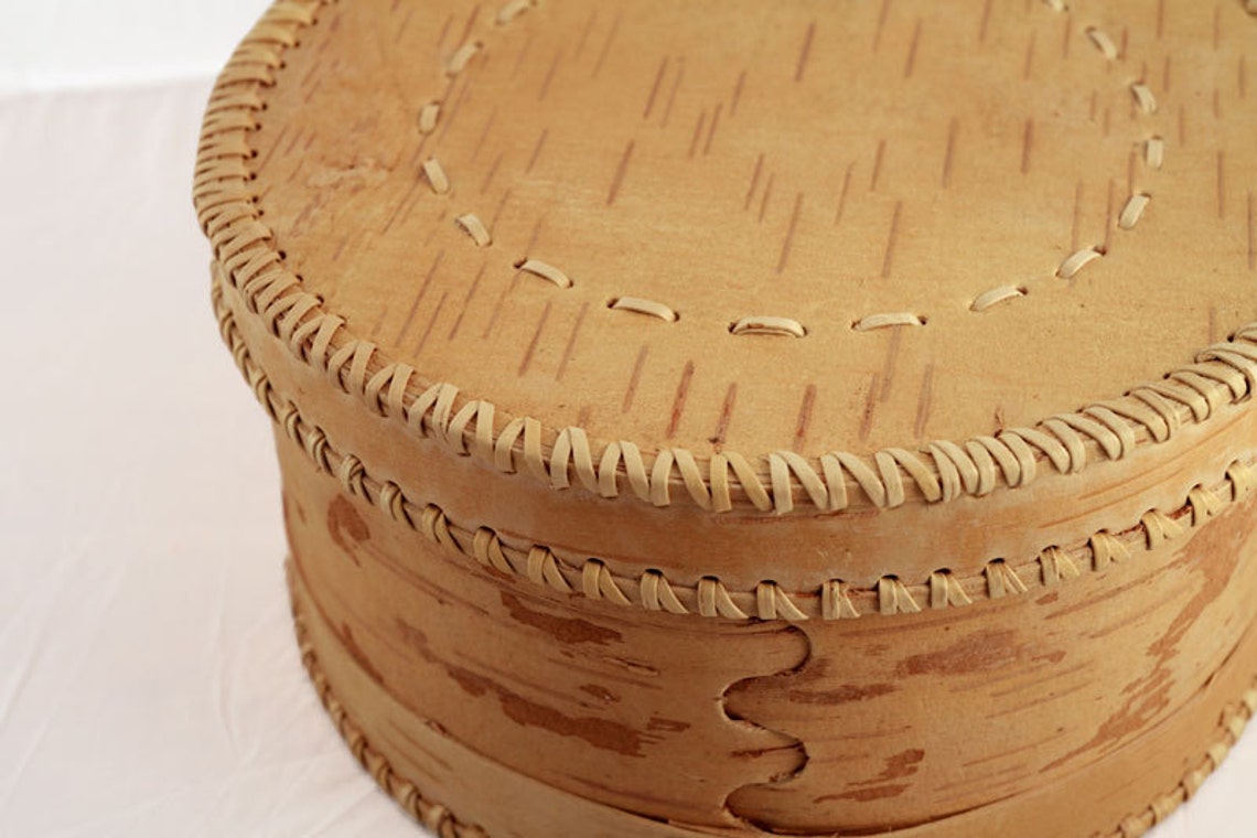 Round Birch Bark Bread Bin lenotschka | Etsy