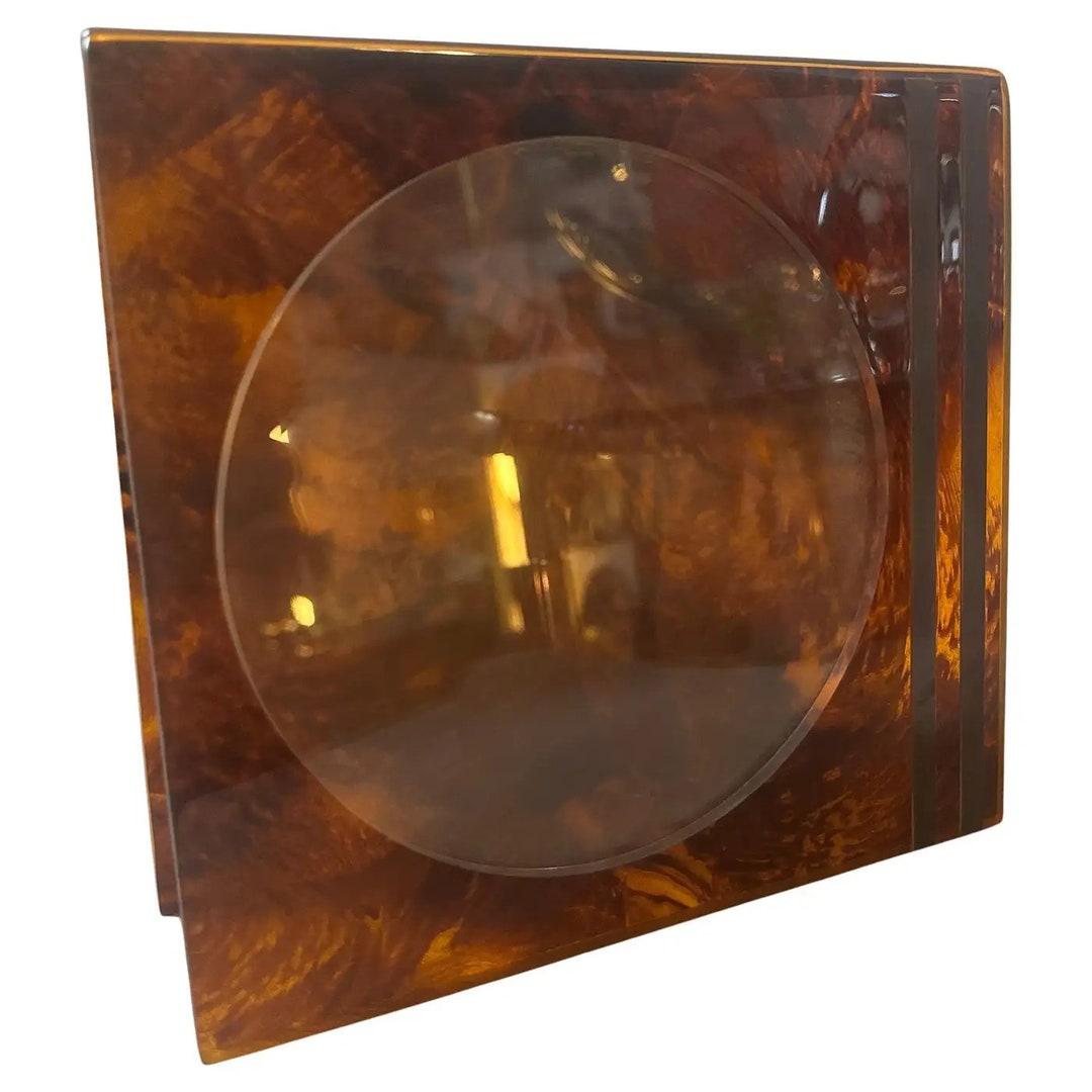 1970s Mid-century Modern Fake Tortoise Shell Lucite and Brass Picture ...