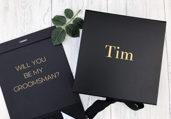 Black and Gold Will You Be My Best Man Box Custom Best Man | Etsy UK