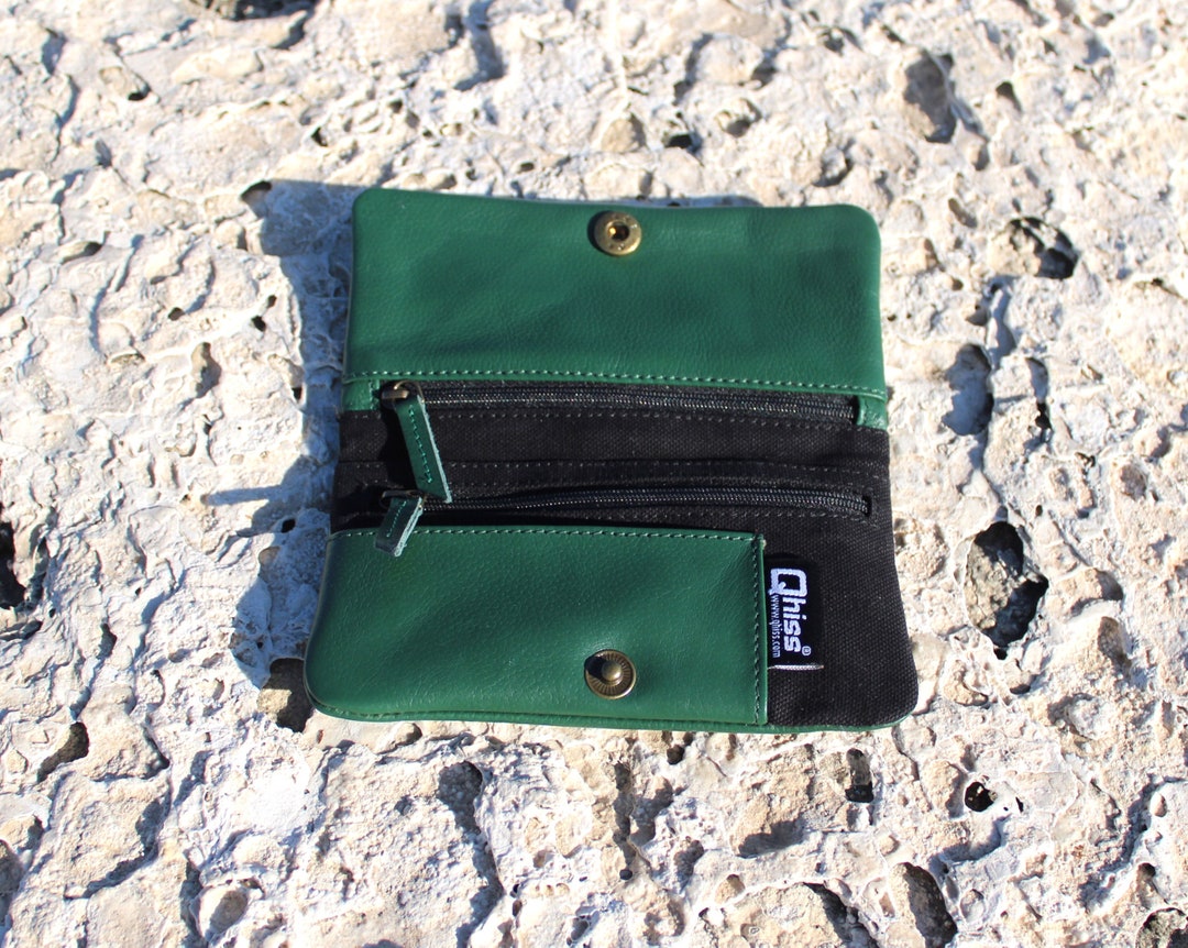 Tobacco Pouch Smokers Bag Wallet in Real Leather and Canvas Handmade ...