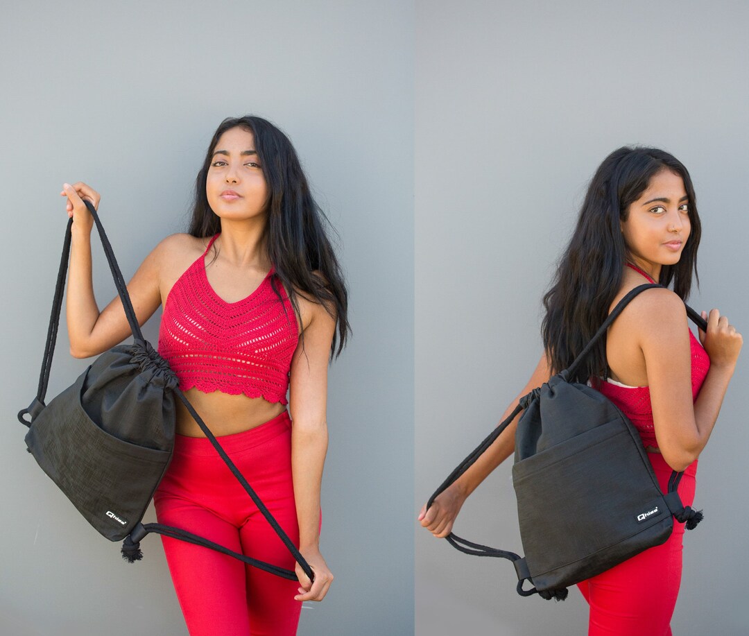 Drawstring Bag Vegan // Black String Bag // Waterproof - Etsy