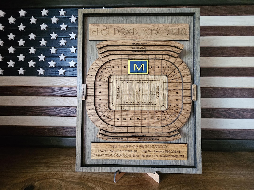 Michigan Stadium 3D Wood Map/laser Cut Layered Wall Art/removable Stats ...