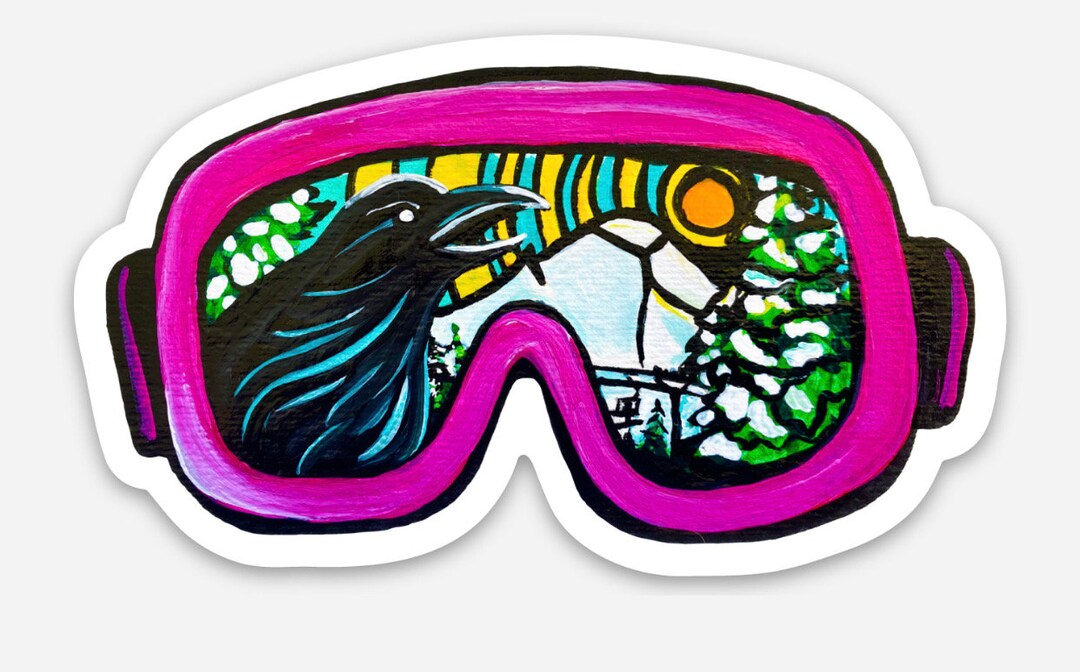 Mt Baker White Salmon Raven Goggles 3 X 1.5 Die-cut Vinyl Sticker - Etsy