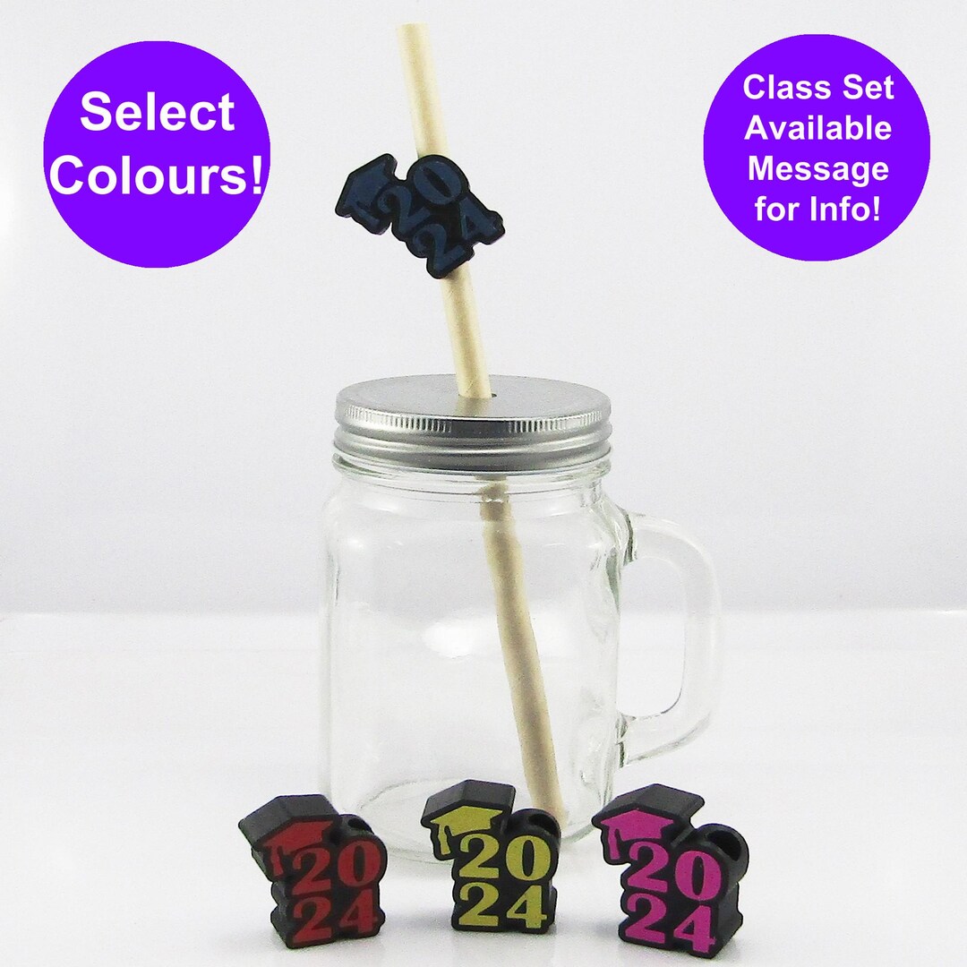 Class of 2024 Graduation Straw Topper Memento With Straw Select Colour ...