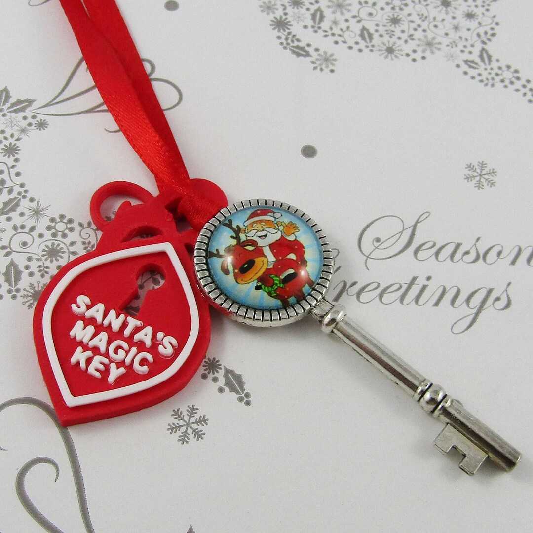 Christmas Santa's Magical Key With Santa Reindeer Glass Seal 70mm Key ...