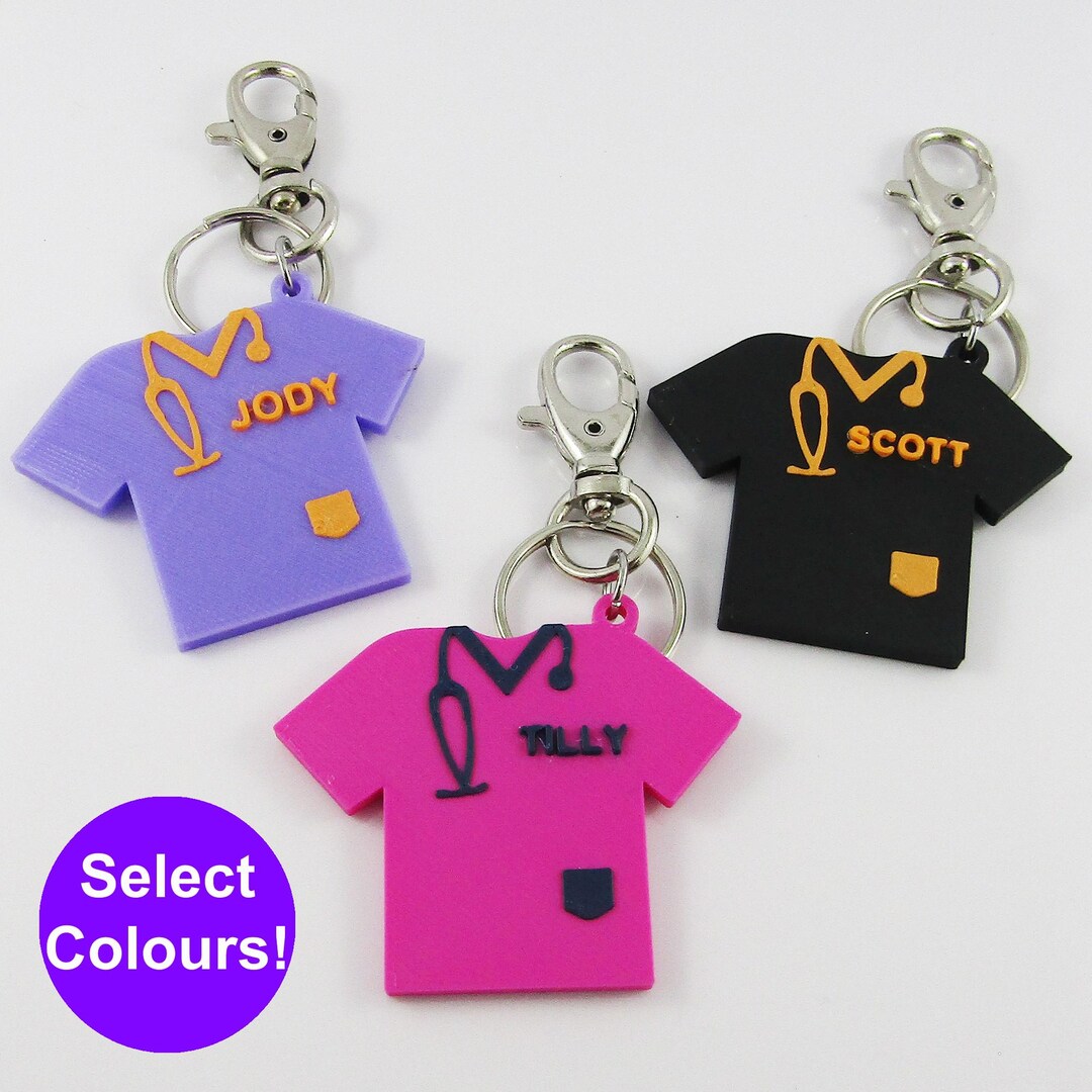 Personalised Nurse Scrub Top Keychain Bag Tag 90mm Select Colour and ...