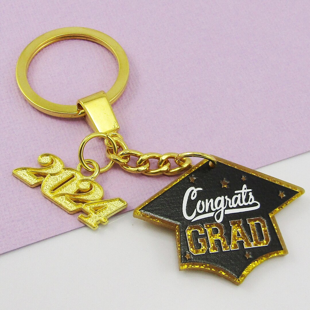 2024 Graduation Congrats Grad Graduation Hat Charm Keychain 100mm ...
