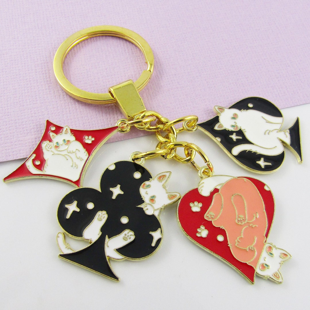 Cat Lovers Playing Card Suit of Cats Charm Keychain 99mm - Etsy