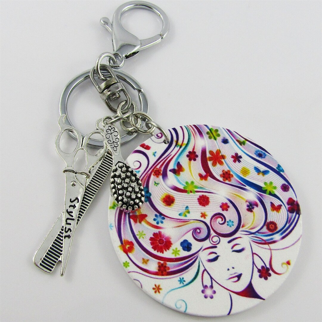 Hair Stylist Hair Dresser Charm Keychain Keyring Bag Tag 140mm - Etsy