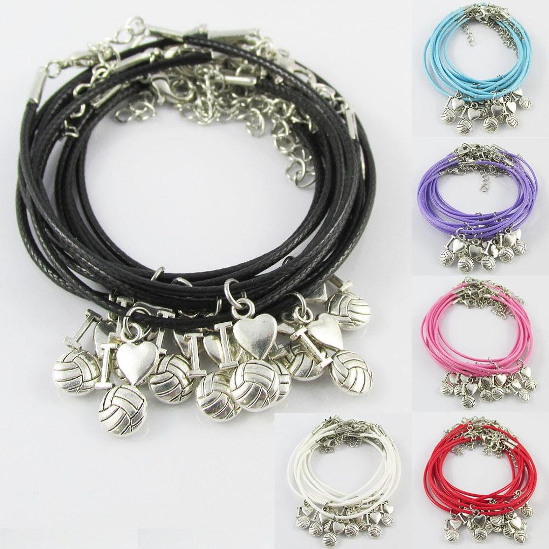 10 Player Set Adjustable I Love Netball Charm Bracelet Sports Team Pick ...