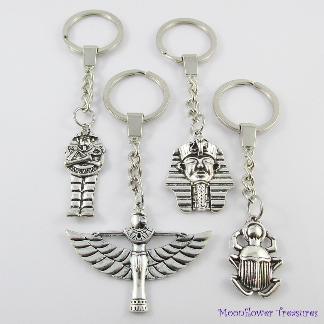 Egyptian Charm Keychain Keyring Select From Mummy Scarab Pharaoh or ...