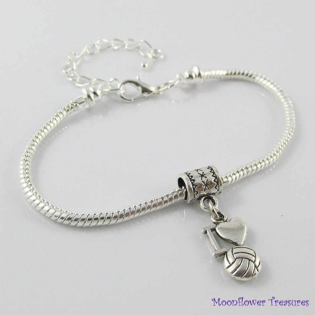 Netball I Love Netball Charm Bracelet Snake Chain Available in 16, 18 ...