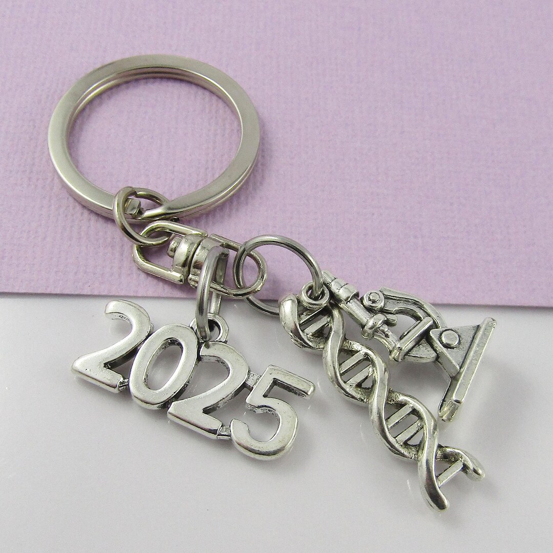 2025 Microscope DNA Charm Keychain 75mm Science Biology Graduation ...