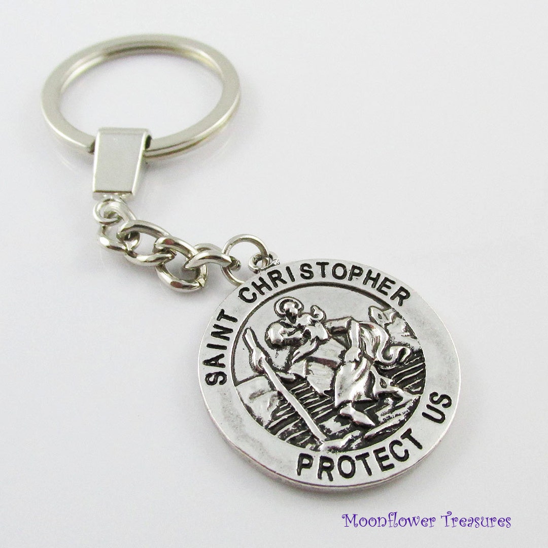 Protect Us Saint Christopher Keychain Keyring Great Gift - Etsy