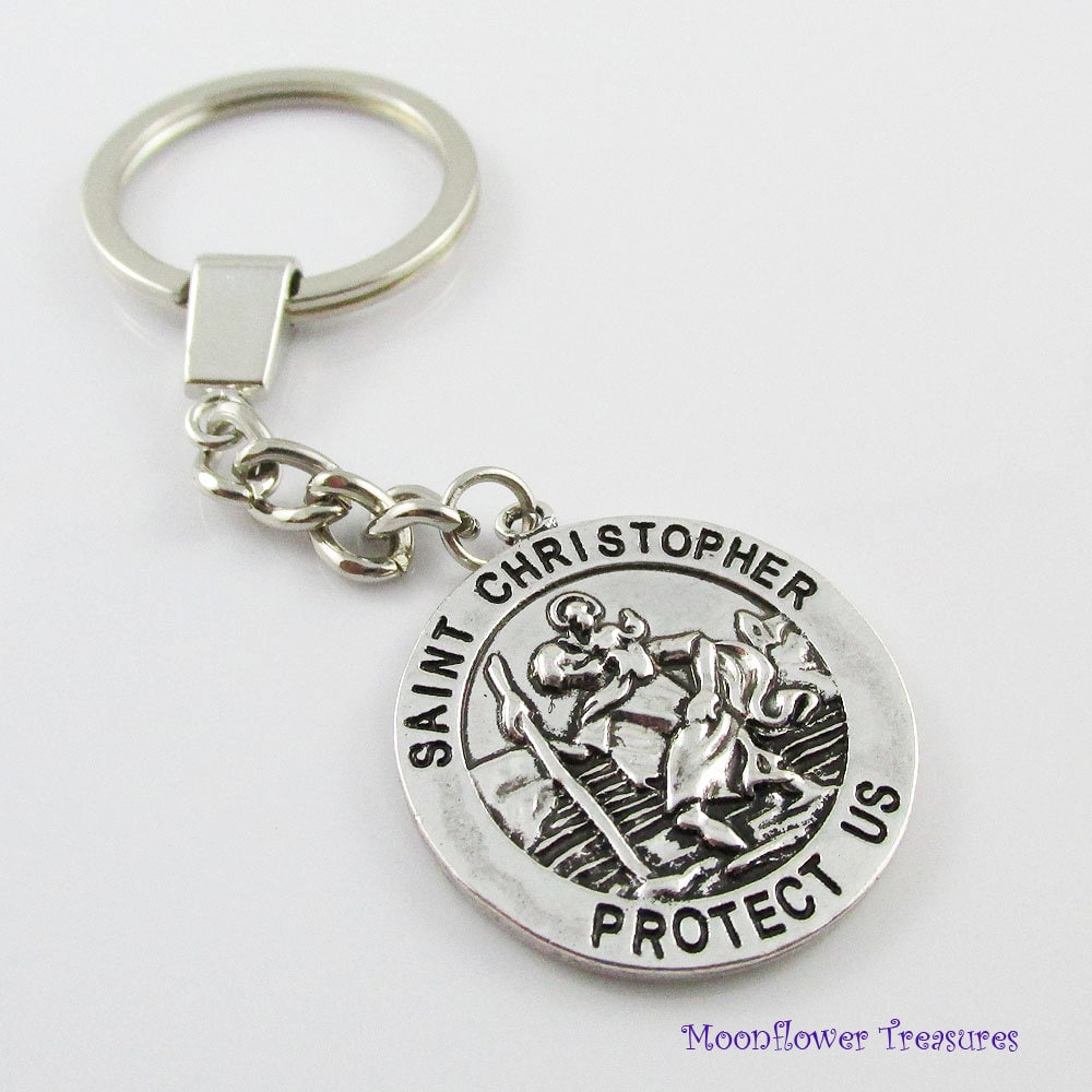 Protect Us Saint Christopher Keychain Keyring Great Gift - Etsy