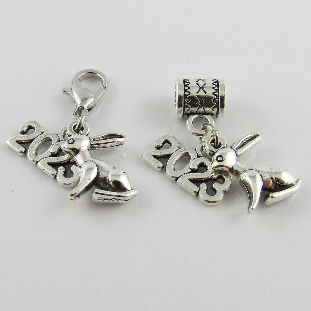 Chinese Zodiac 2023 Year of the Rabbit Charm Select Clip on or European ...