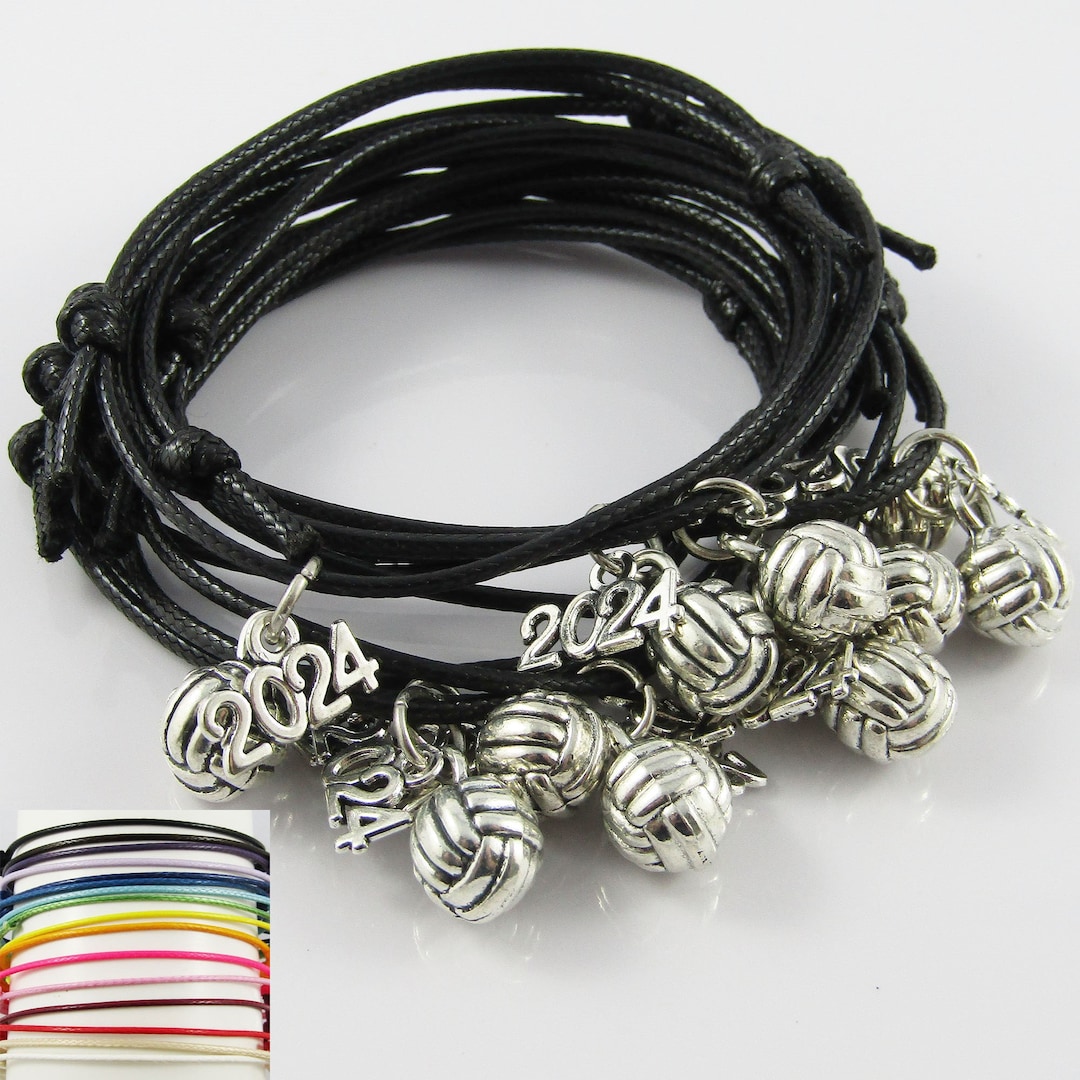 10 Player Set Adjustable 2024 3D Netball Charm Bracelet Black Sports ...