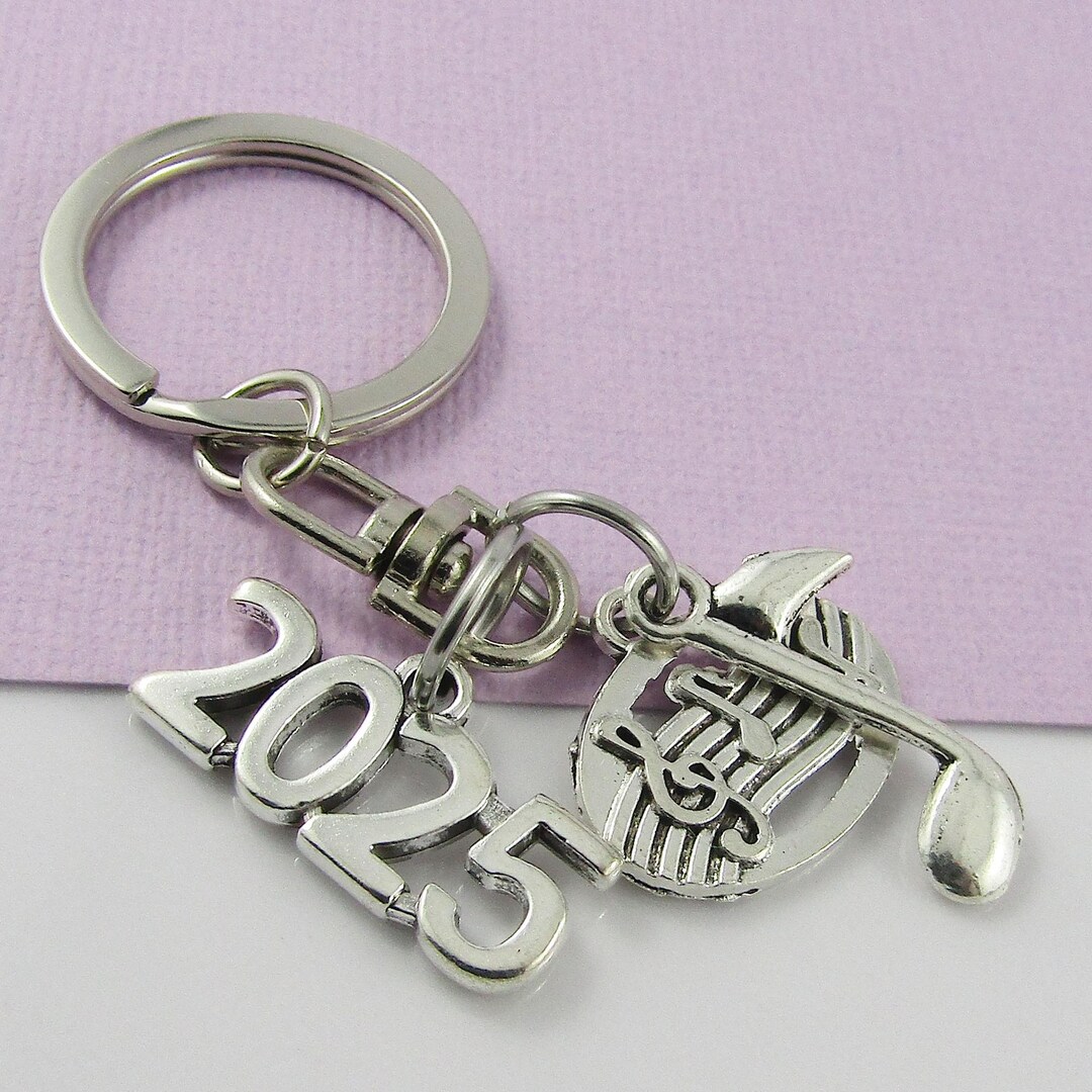 2025 Music Note & Staff Charm Keychain 72mm Music Graduation Student ...