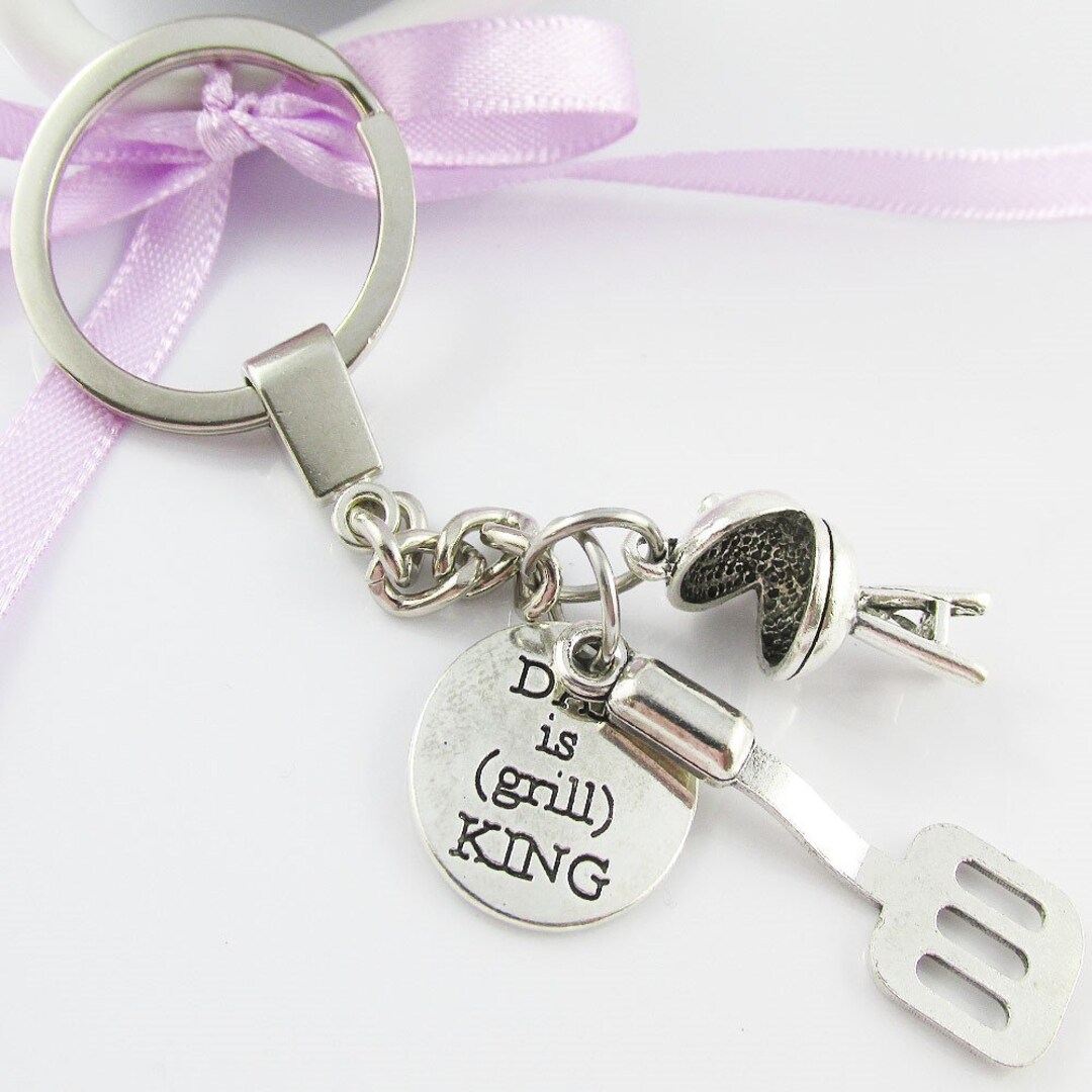 Dad is Grill King Spatula BBQ Charm Keychain Keyring Dad Gift 117mm - Etsy