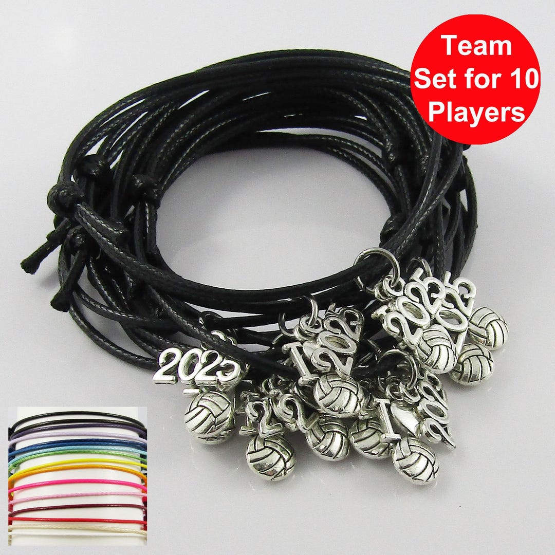 Team Set of 10 Adjustable 2025 I Love Netball Charm Bracelet Bulk Qty ...