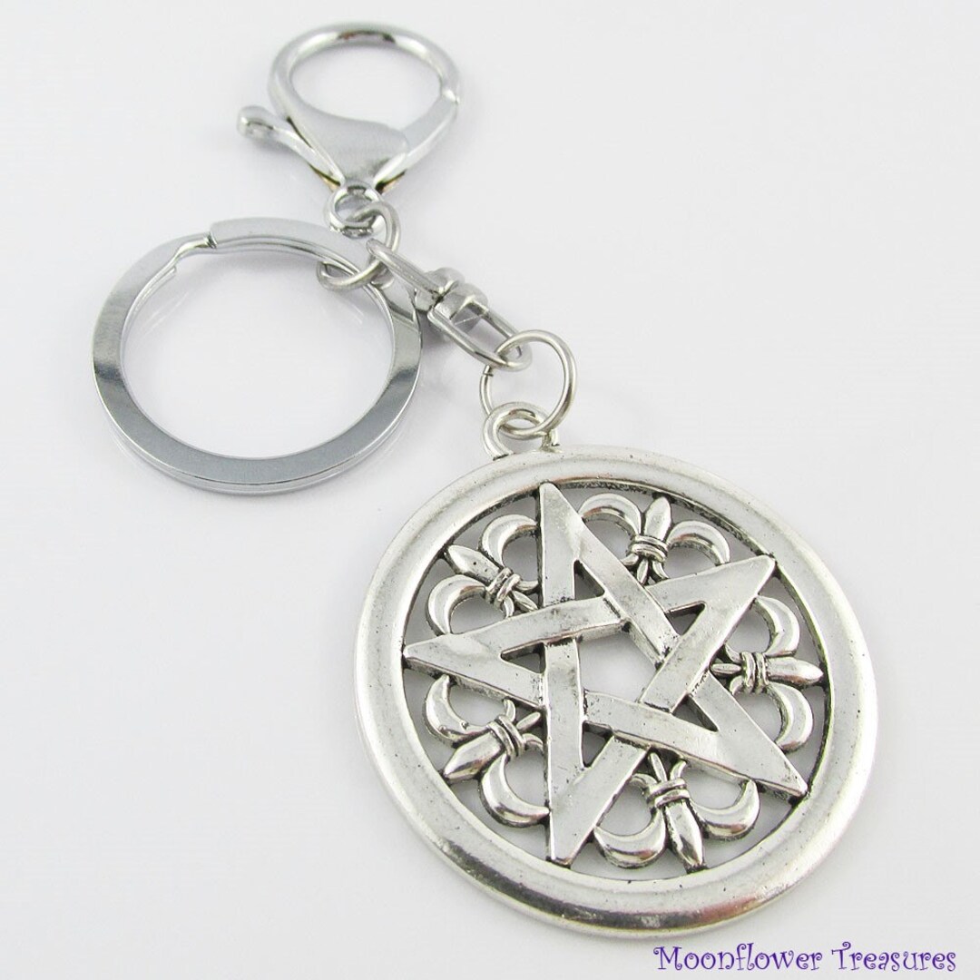 Wicca Pentagram Charm Keychain Keyring 110mm - Etsy Australia