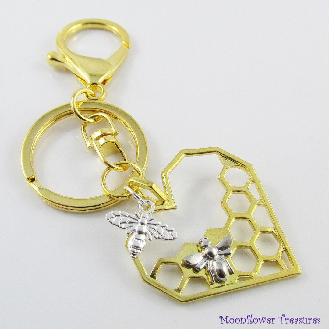 GP Honeycomb Heart Bee Charm Keychain Keyring 105mm - Etsy