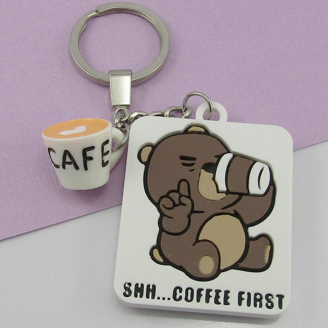 SHH Coffee First Keychain With 3D Coffee Cup 125mm - Etsy