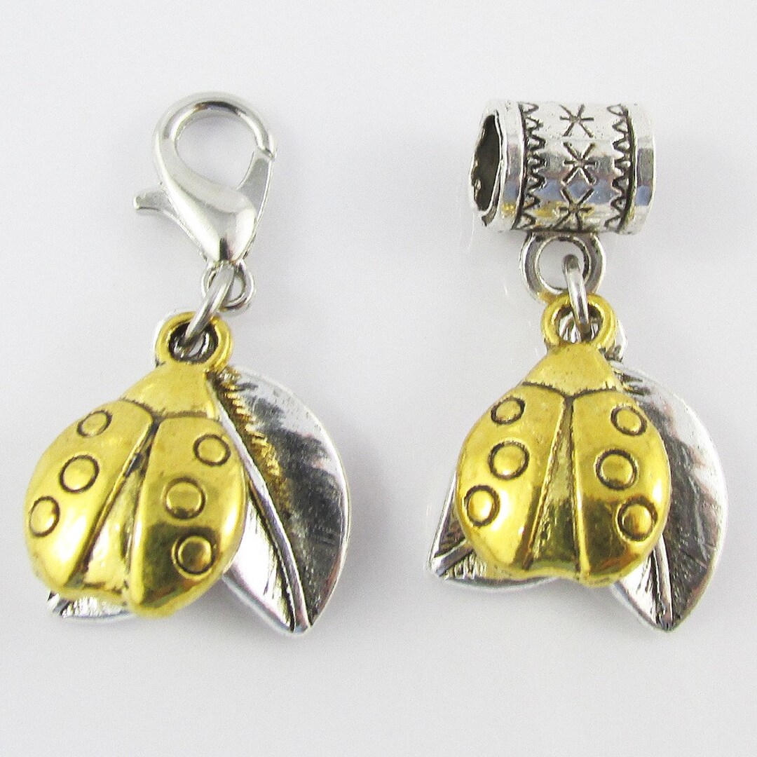 Two Tone Lucky Ladybug Charm 16x14mm Select Clip on or European Charm ...
