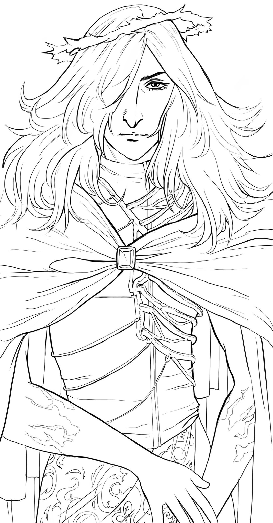 Male Fantasy Portrait Coloring Page Digital Download PNG - Etsy