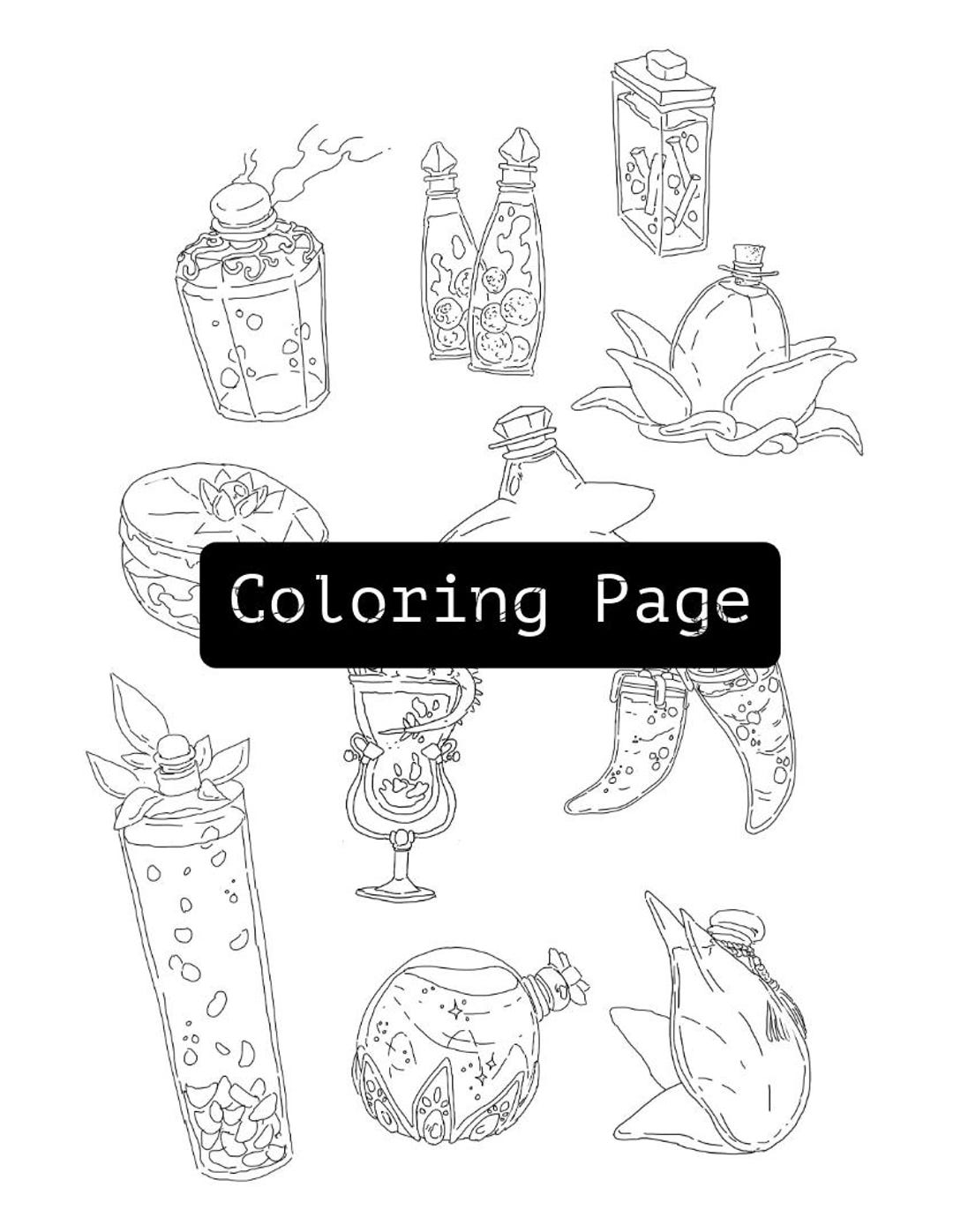 Potions Coloring Page | Digital Download PNG | - Etsy