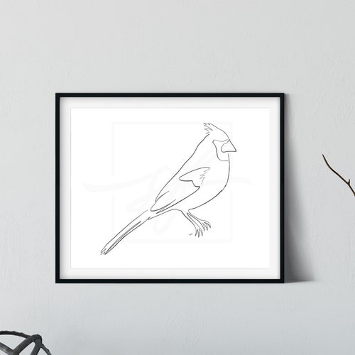 Cardinal Minimalist One Line Drawing Digital Download - Etsy