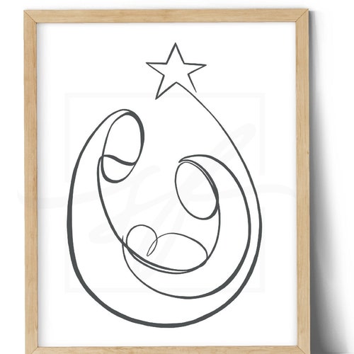 Minimalist Nativity One Line Drawing - Etsy