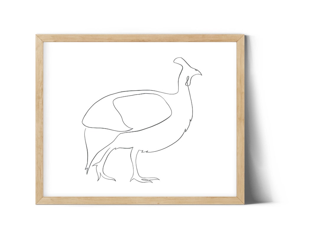 Minimalist Guinea Hen One Line Drawing - Etsy